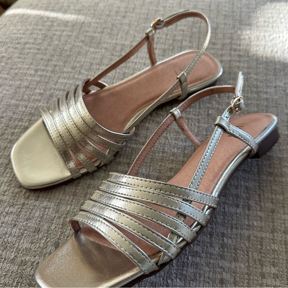 J. Jill | Shoes | J Jill Marjorie Gold Leather Sandals | Poshmark